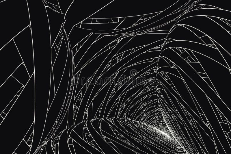 White Pattern of Curved Lines on a Black Background. Stock Illustration ...