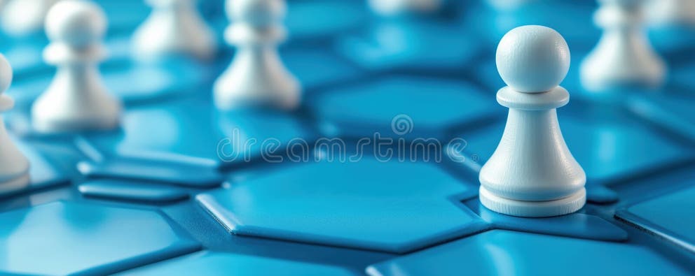 White Pawn on Blue Hexagonal Board Representing Strategy and Game ...