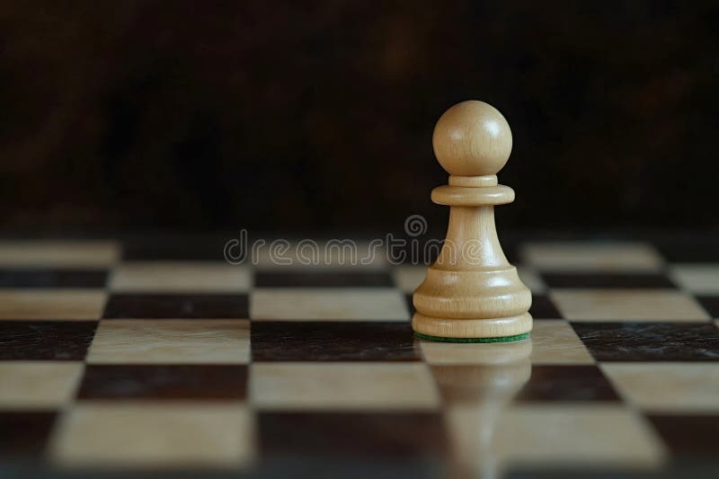White Pawn Standing on Chessboard in Dark Room Stock Photo - Image of ...
