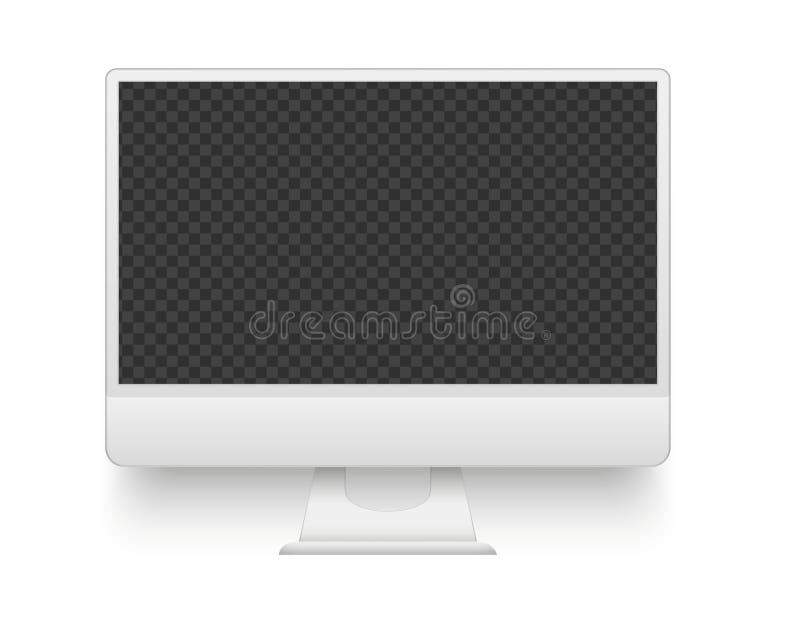 White Pc Screen. Mockup Electronics Device Vector Illustration Stock ...
