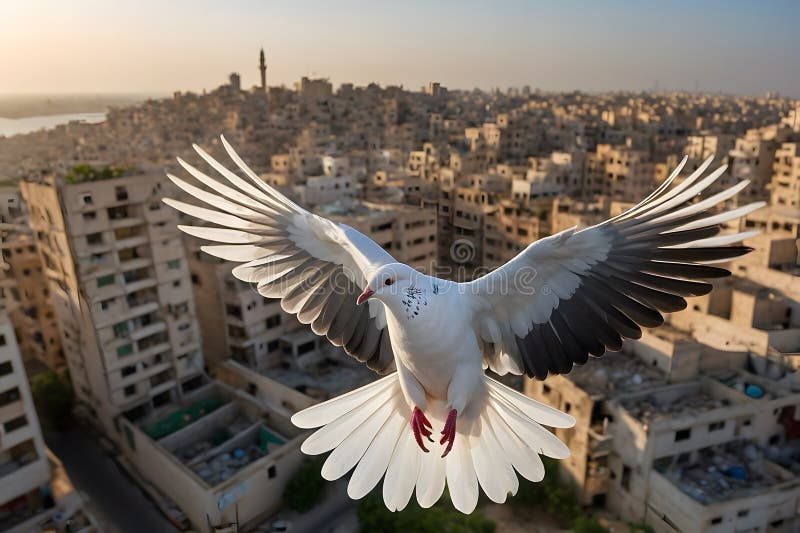 A White Peace Dove Flying Over the Sky of Palestine Stock Image - Image ...