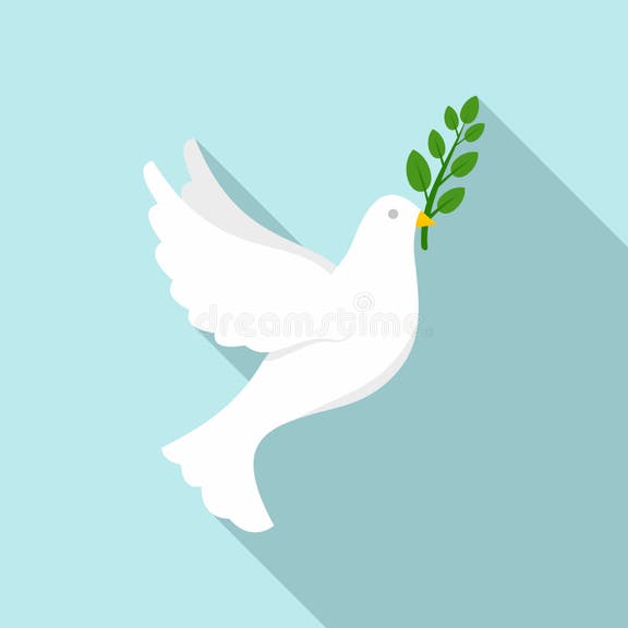 White Peace Pigeon Icon, Flat Style Stock Vector - Illustration of ...