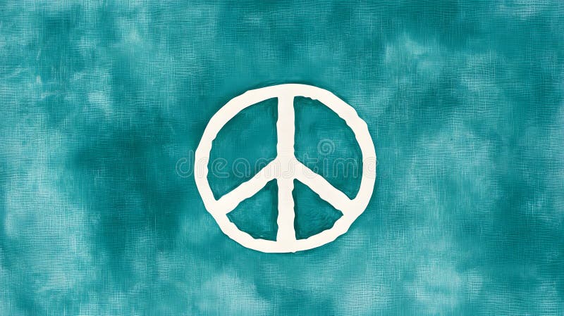 White Peace Symbol on Teal Textured Background Stock Illustration ...