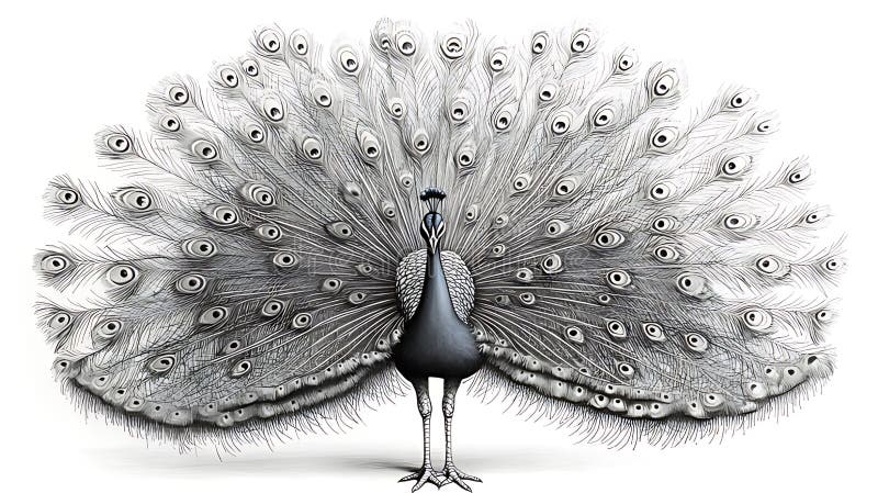 White Peacock Displaying Tail Feathers, Isolated, Studio, Graphic ...