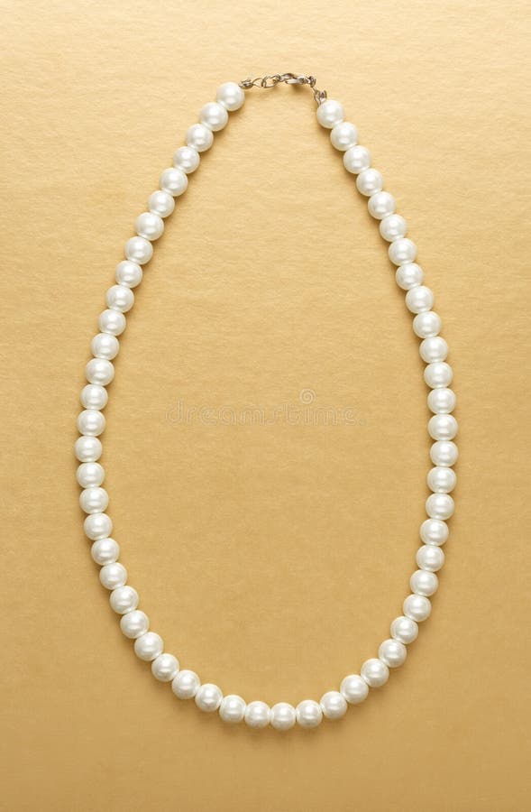 White Pearl Necklace of One String Stock Photo - Image of fashion ...