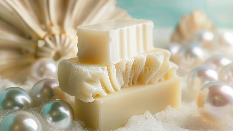 White and Pearl Soap Bars Displayed Stock Illustration - Illustration ...