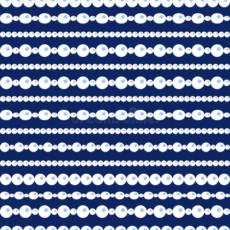 White Pearls Necklaces Strings on Blue, Seamless Pattern, Vector Stock ...