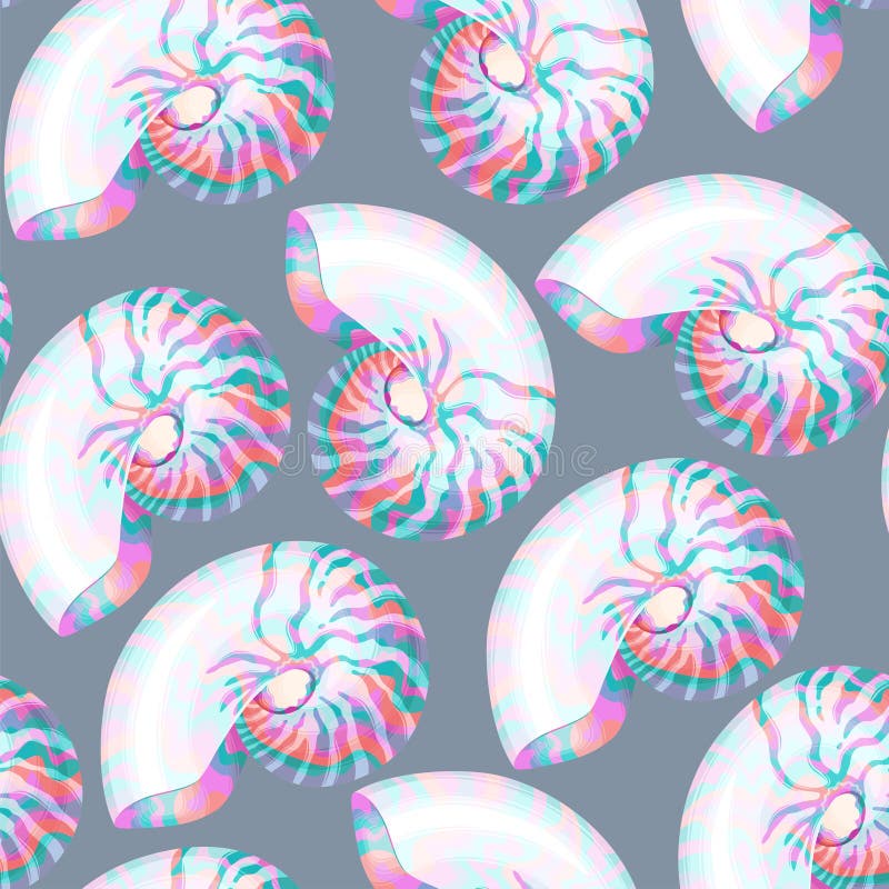 White and Pearly Shells Vector Seamless Pattern Stock Vector ...