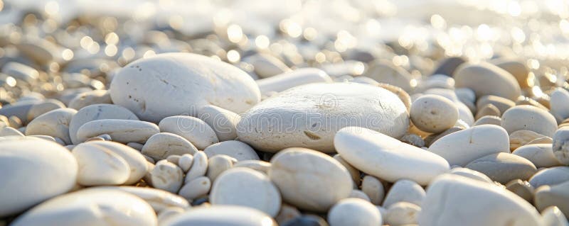 White Pebble Beach: Smooth White Pebbles Arranged on a Beach, Offering ...