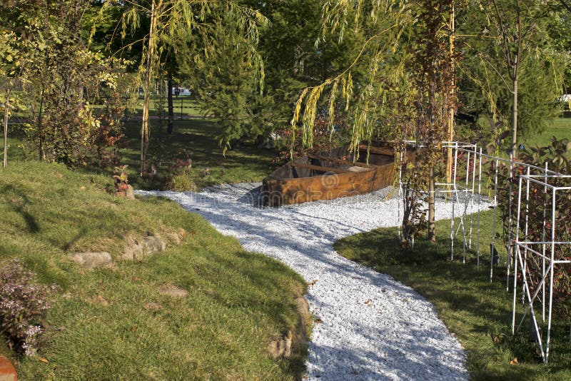 White Pebble or Stone in the Garden instead of Path in Juniper Thickets ...