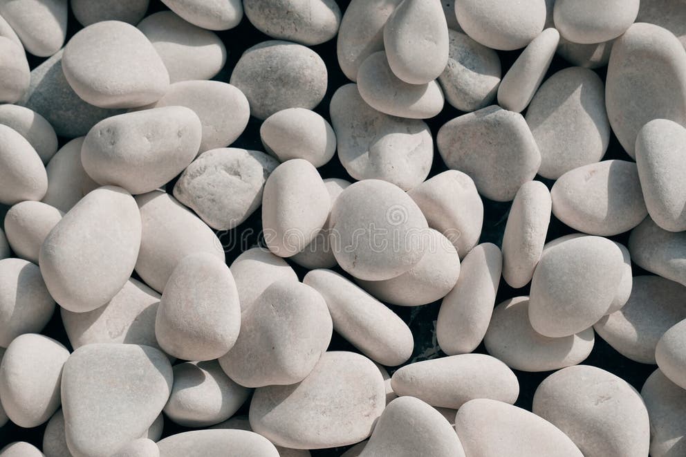 White Pebble Stone Texture on the Ground. Stock Photo - Image of gravel ...