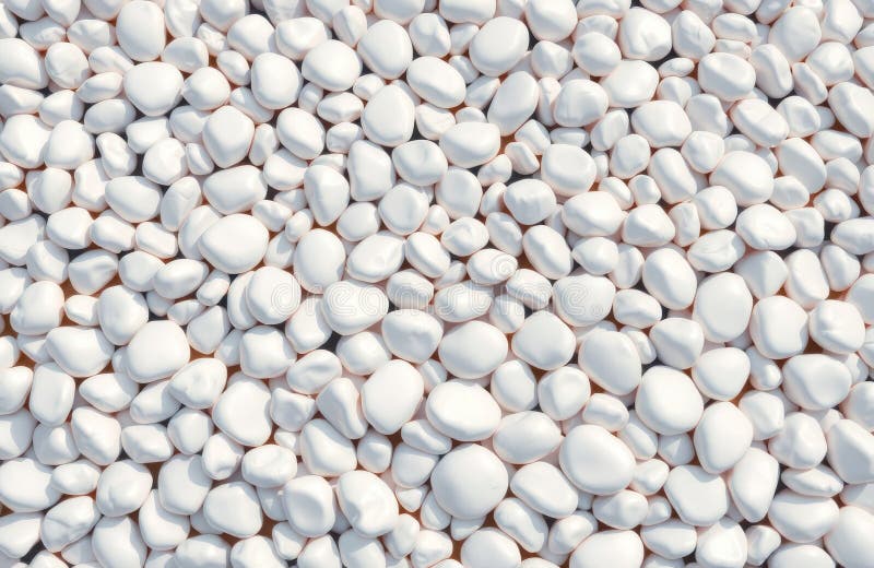 White Pebble Stones Form a Ground Floor Texture. Abstract Pattern of ...