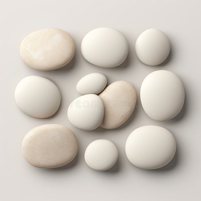 Photorealistic Ivory Marble Pebble Stones on Gray Background Stock ...