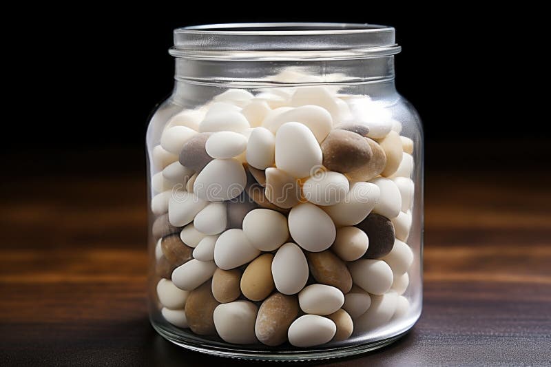 White Pebbles Stacked in a Glass Jar Stock Photo - Image of home ...