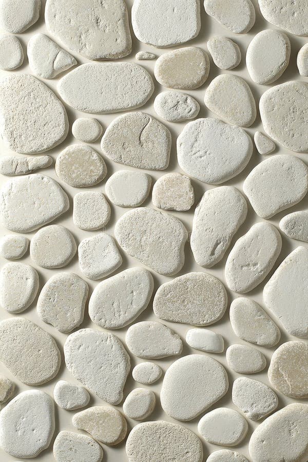 White Pebbles Wall Texture. Natural Stone Facade Background. Rounded ...