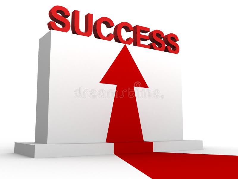 White Pedestal with Red Concept Success Arrow Stock Illustration ...