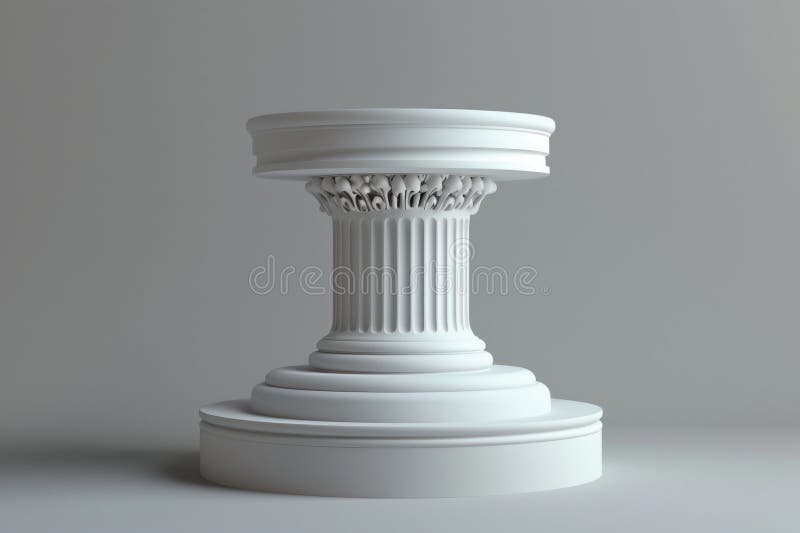 White Pedestal with Round Base on Plain Surface. Suitable for Product ...