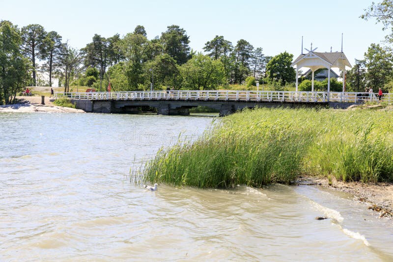 White Pedestrian Bridge Over Water Stock Image - Image of outdoor ...