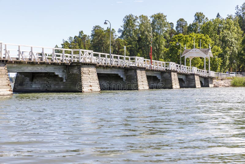 White Pedestrian Bridge Over Water Stock Photo - Image of connect ...