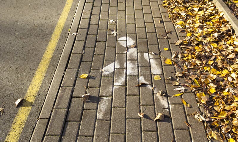 White Pedestrian Sign on a Pedestrian Road. Pedestrian Sign Stock Photo ...