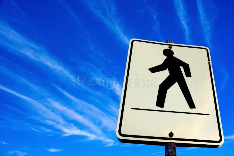 White Pedestrian Walking Sign Stock Photo - Image of person, crossing ...
