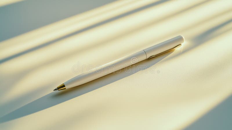 White Pen Resting on a Clean Desk Stock Image - Image of equipment ...