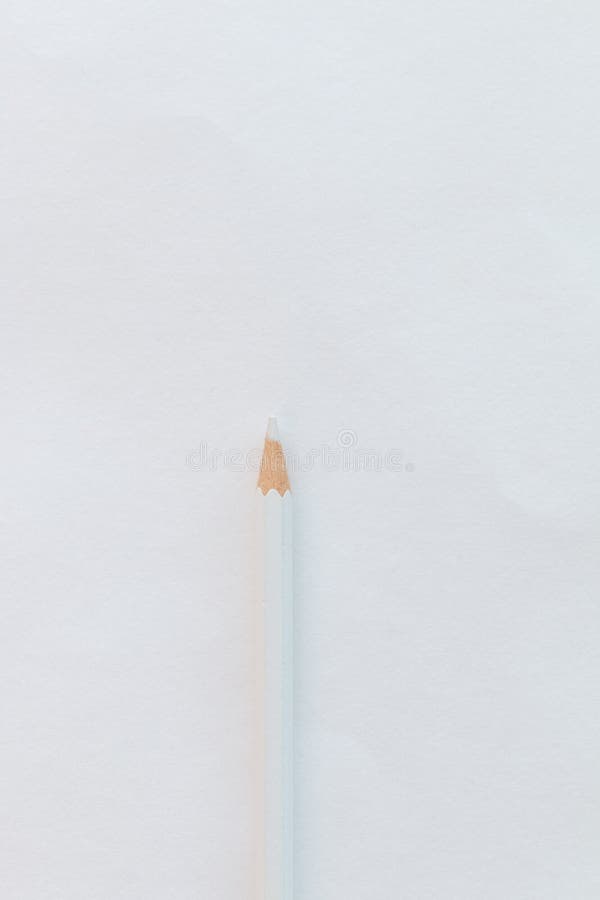 White Pencil Isolated on a Paper, Minimalistic and Monochrome Concept ...