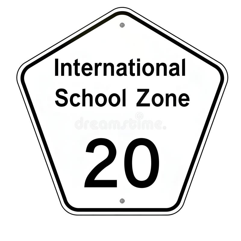 Pentagonal International School Zone Sign with Speed Limit of Twenty ...