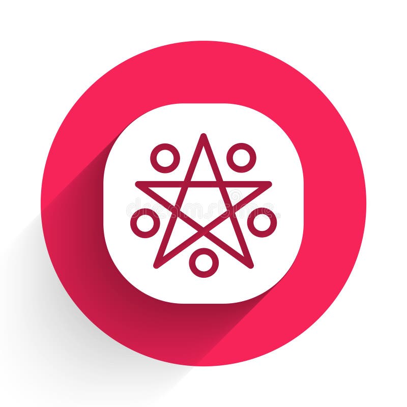 White Pentagram in a Circle Icon Isolated with Long Shadow. Magic ...