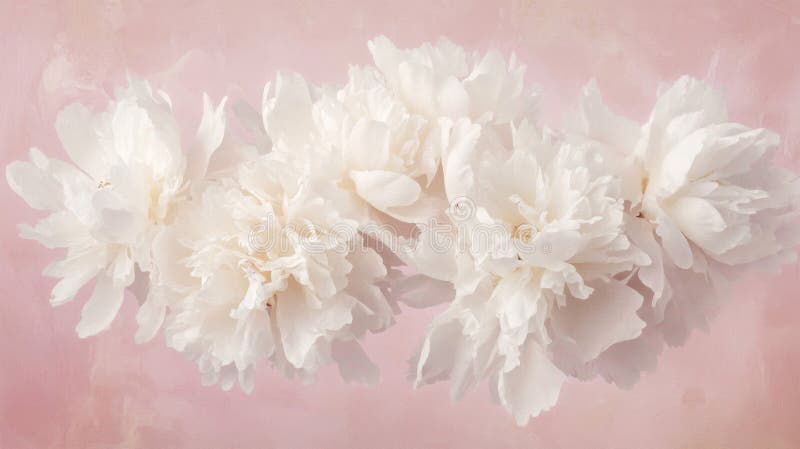 White Peonies on Soft Pink Background Stock Illustration - Illustration ...