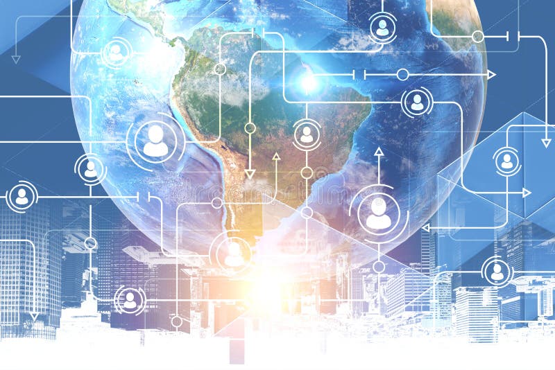 White People Network Icons in City, Earth Stock Illustration ...