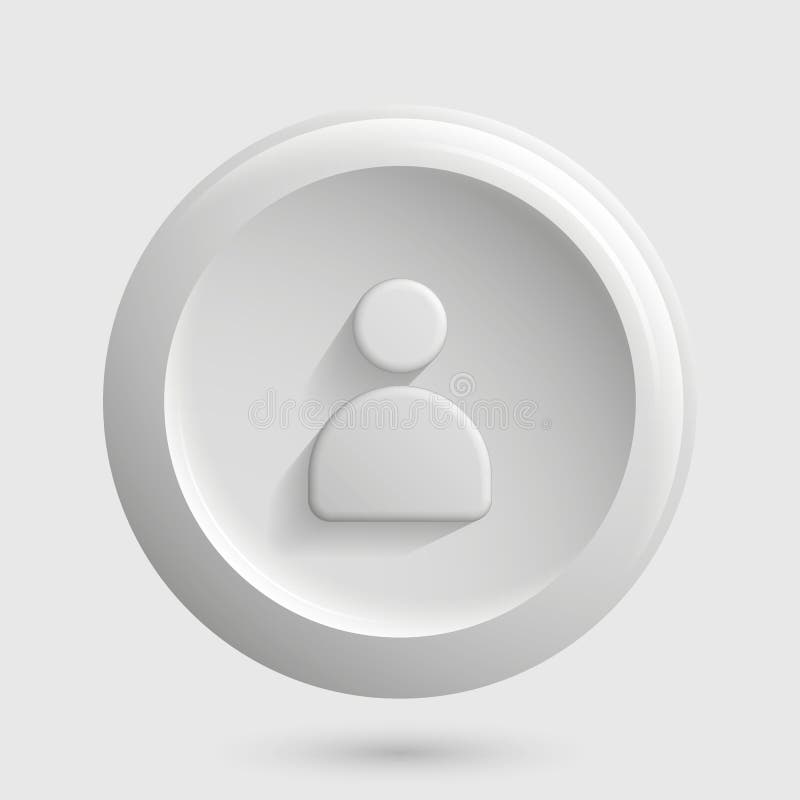 White Person Profile Icon. Round 3D UI Button Stock Vector ...