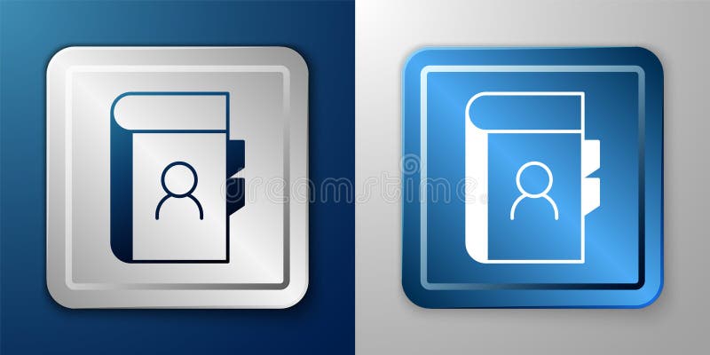 White Phone Book Icon Isolated on Blue and Grey Background. Address ...