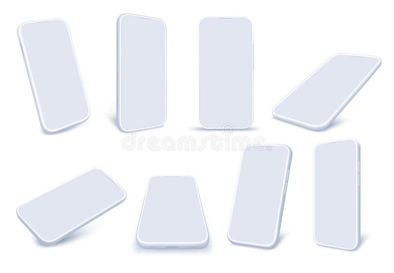 White Phone Mockup. Minimal Smartphone Screen Frame, Light 3D Mobile ...