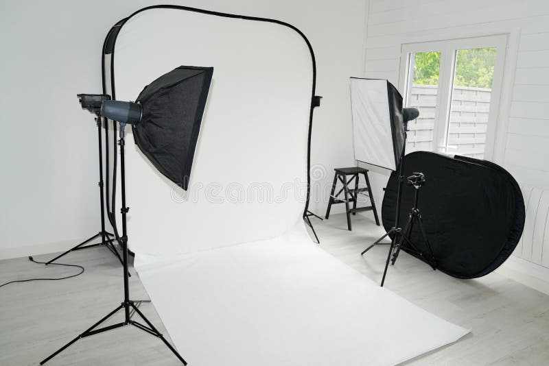 White Photo Studio Room Light Interior for Shooting Models with ...