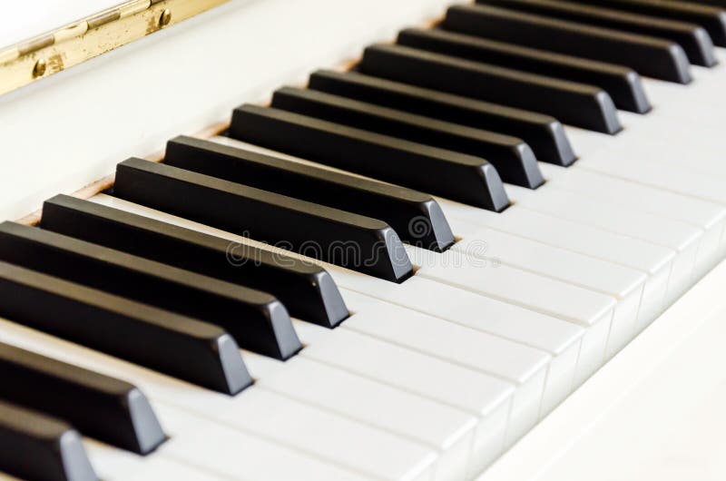 White Piano. Piano Keys Close Up, Space for Text Stock Photo - Image of ...