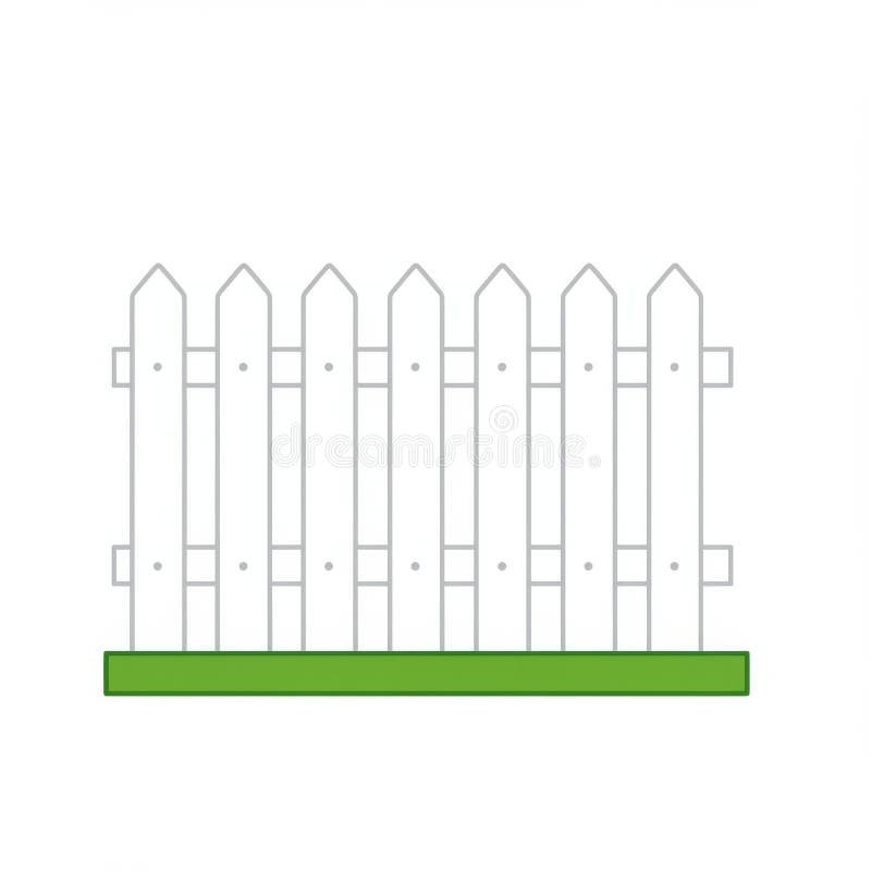 White Picket Fence with Green Grass Base Stock Illustration ...