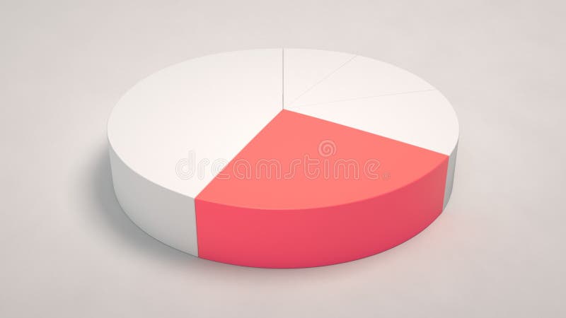 White Pie Chart with One Red Sector Stock Illustration - Illustration ...