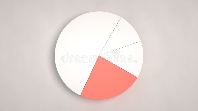 White Pie Chart with One Red Sector Stock Illustration - Illustration ...