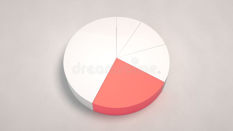 White Pie Chart with One Red Sector Stock Illustration - Illustration ...