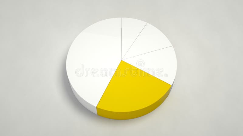 White Pie Chart with One Yellow Sector Stock Illustration ...