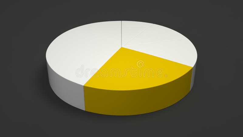 White Pie Chart with One Yellow Sector Stock Illustration ...