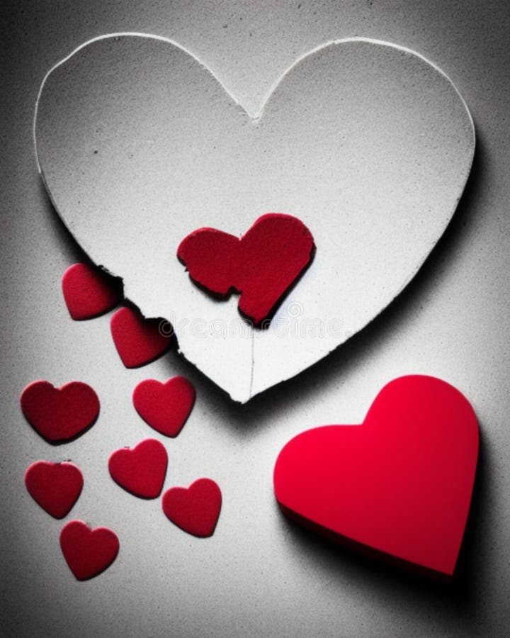 A White Piece of Heart Shape with a Lot of Little Red Hearts Stock ...