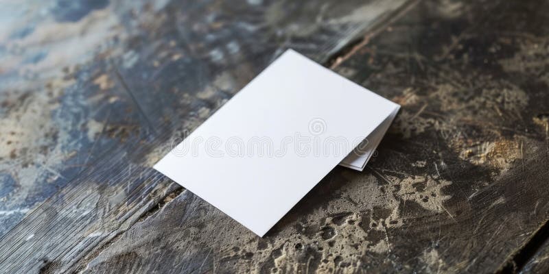 White Piece of Paper is Folded in Half and Placed on a Wooden Table ...