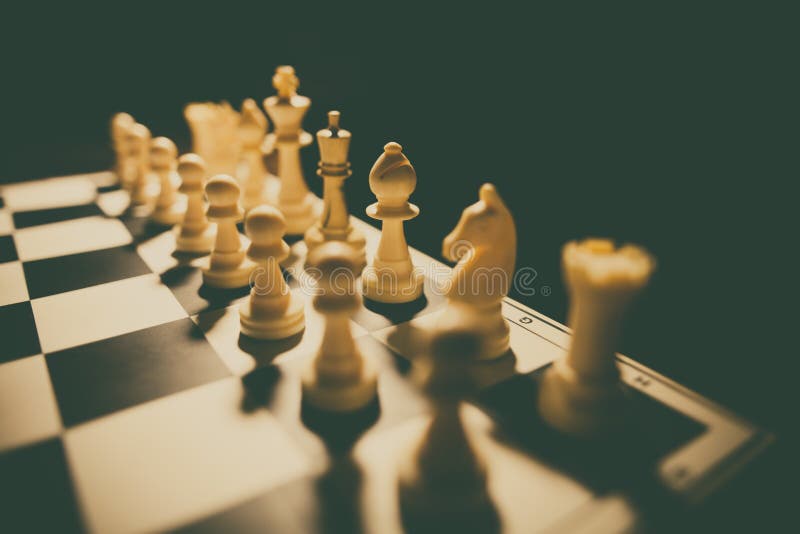White Pieces on Chess Board Stock Image - Image of conflict, chessboard ...