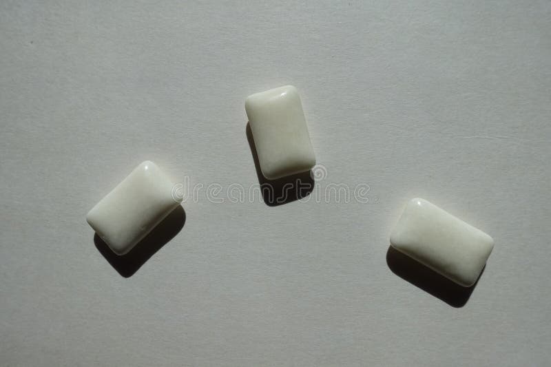 3 White Pieces of Chewing Gum from Above Stock Image - Image of teeth ...