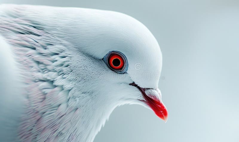 White Pigeon with Bright Red Eyes Captured in a Striking Close-up Stock ...