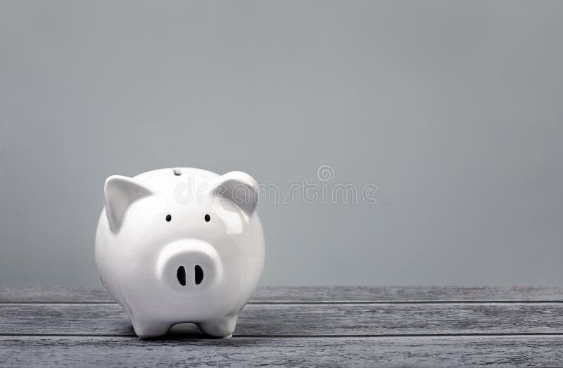 White Piggy Bank on Grey Background Stock Photo - Image of space, money ...
