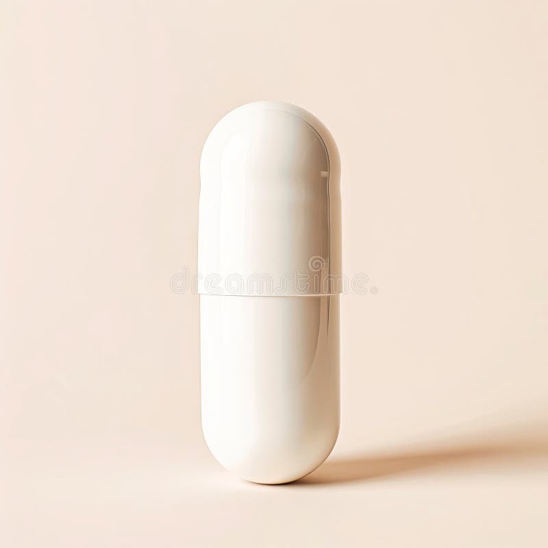 White Pill Bottle on White Block Stock Image - Image of minimalist ...