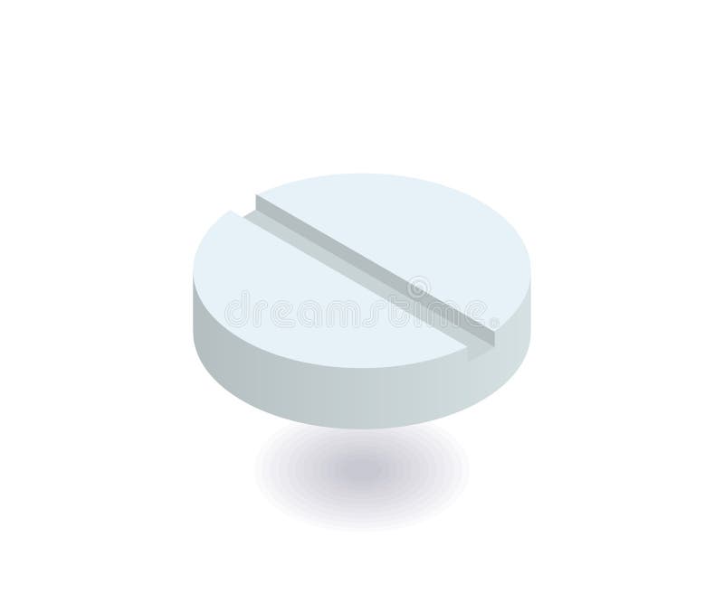 White Pill Icon. Vector Illustration in Flat Isometric 3D Style Stock ...